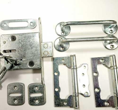 Комплект. Замок с ключем, 2 петли, 2 ручки