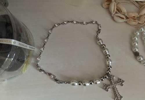 Жемчужное ожерелье с крестом