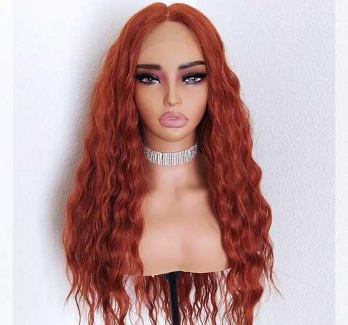 Парик рыжий на сетке lace front кудри