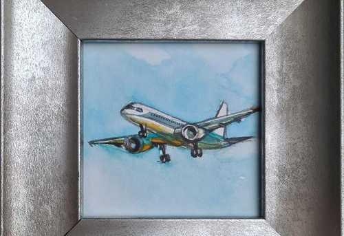 Картина миниатюра "Самолёт А-320" 7х7 см
