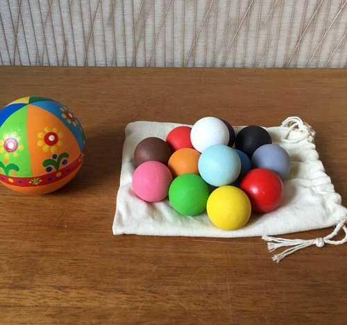 Игрушка шарик деревянный неваляшка