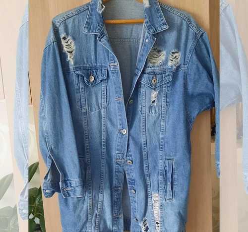 Итальянская джинсовка силуэта oversize удлиненная