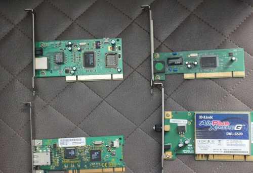 Сетевые карты PCI для пк, 4 штуки, цена за всё