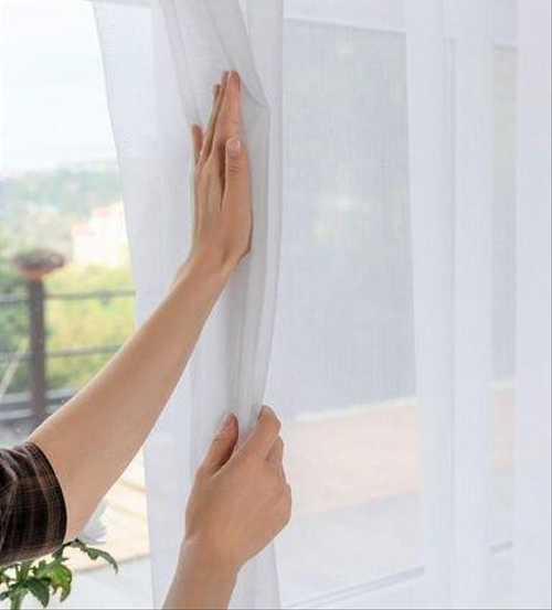 Тюль Бамбук Белый прозрачный на окна занавески