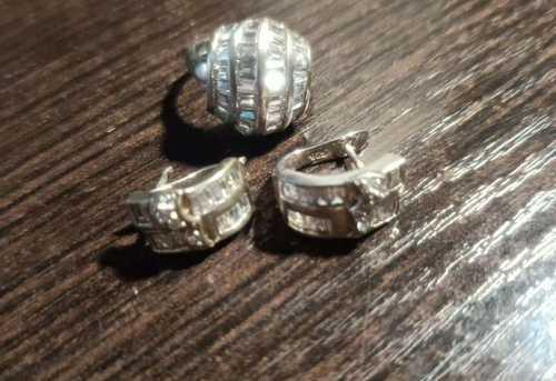 Кольцо и серьги серебро