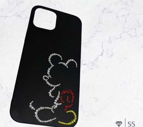 Чехол на iPhone 12 pro max со стразами «Микки Маус