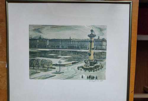 Ксилография "Нева" Сердюков, 1985