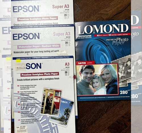 Набор фотобумаги Epson и Lomond