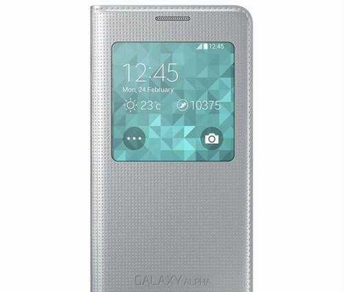 Оригинал Чехол S-View Samsung Alpha SM-G850 Silver