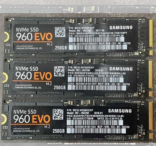 Samsung 960 EVO 250GB m2 nvme 2280 3шт