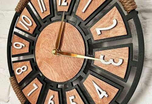 Часы настенные деревянные лофт