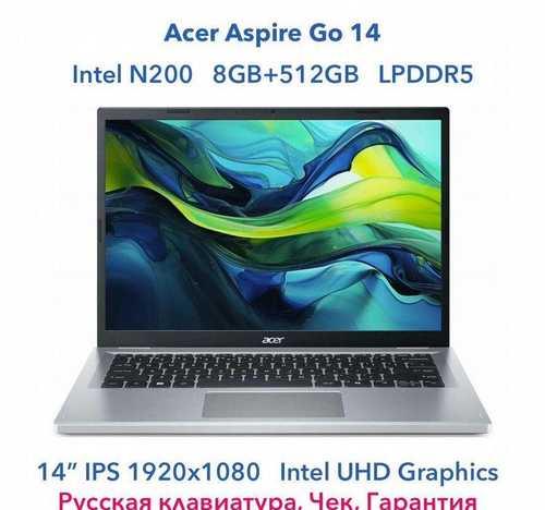 Acer Aspire Go 14" N200 8/512 IPS FHD lpddr5 новый