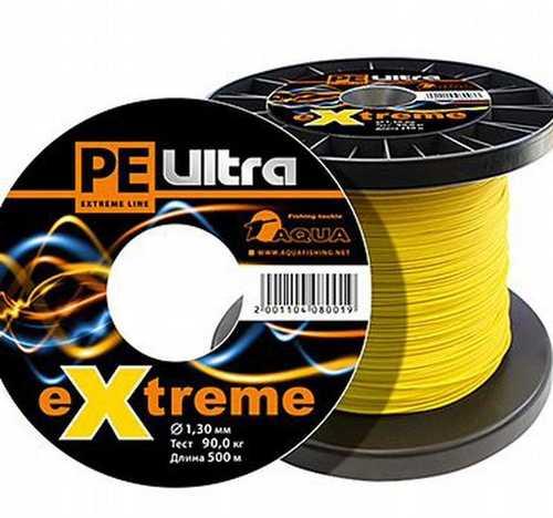 Шнур aqua PE ultra extreme 1,30 mm желтый 500 m