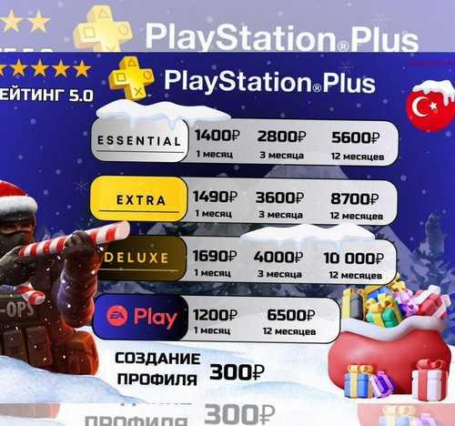 Подписка ps plus все тарифы Турция Delux 1/3/12 месяцев (Арт.24638)