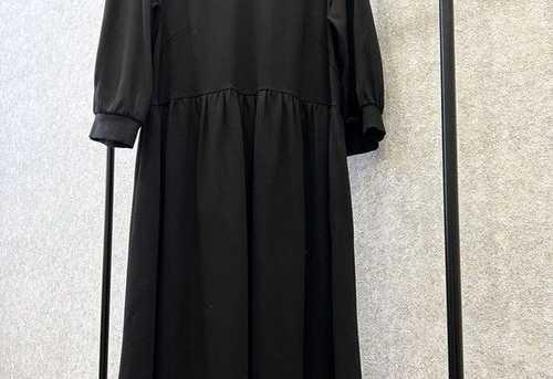 Женское платье черное однотонное 46