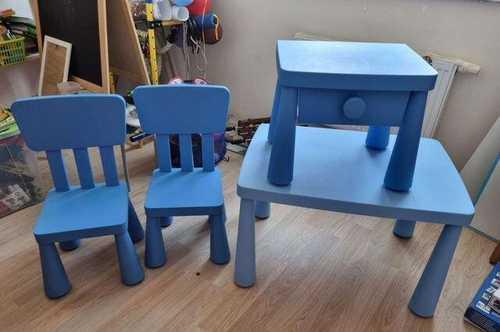 Детский стол IKEA маммут + комод+ 2 стула