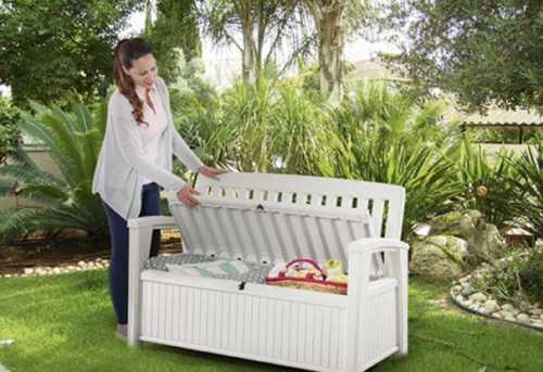 Белая скамья сундук всепогодная Patio Bench