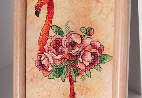 Картина фламинго, вышивка крестиком