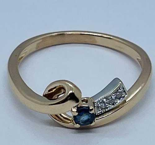 Золотое кольцо Сапфир 585