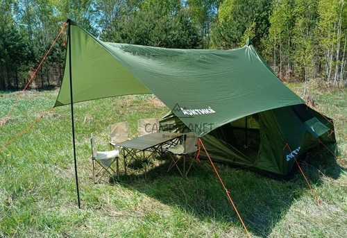 Палатка шатер с большим навесом 4-5 мест