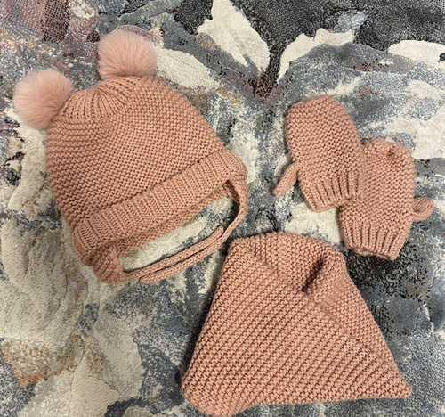 Комплект шапка снуд варежки Zara 1-3 года