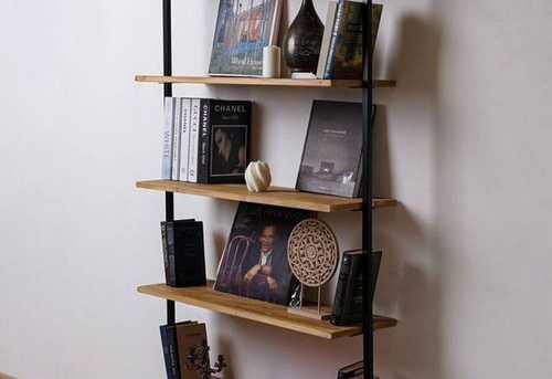 Стеллаж деревянный к стене книжный шкаф лофт