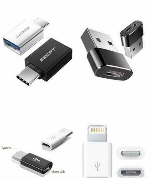 Переходник usb c, micro usb, lightning, usb