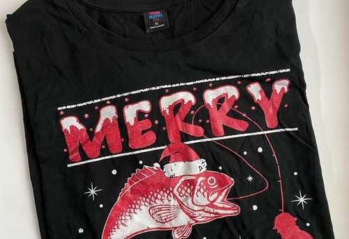 Новогодняя футболка для рыбака