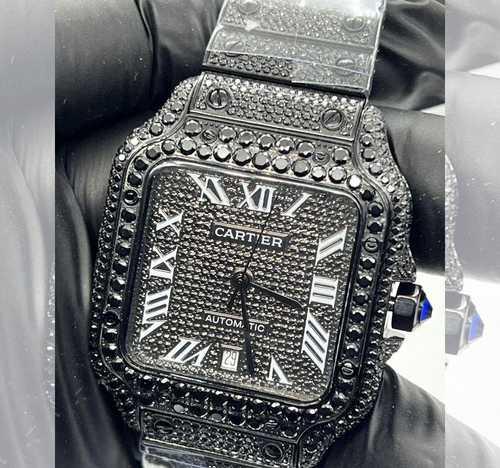 Часы Cartier Santos de Cartier 40mm Diamond Black