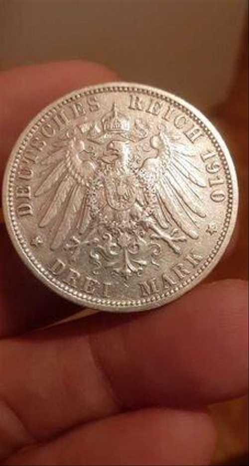 Монета 3 марки. Пруссия