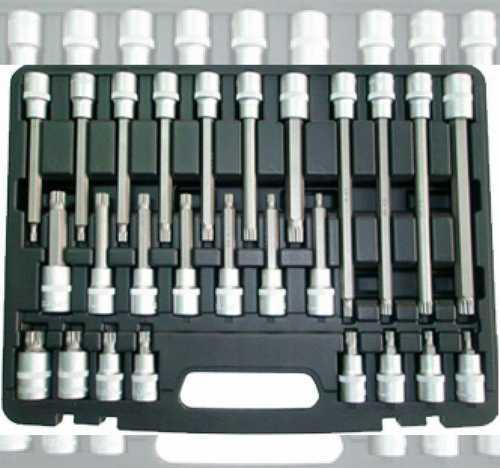 Набор головок со вставками spline M5-M16 L55-200мм