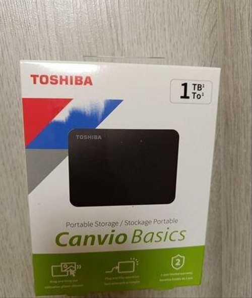 Новый внешний жесткий диск 1тб Toshiba, гарантия