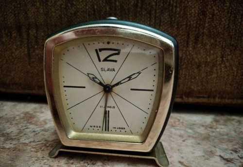 Часы будильник СССР Слава 11 камней, рабочие