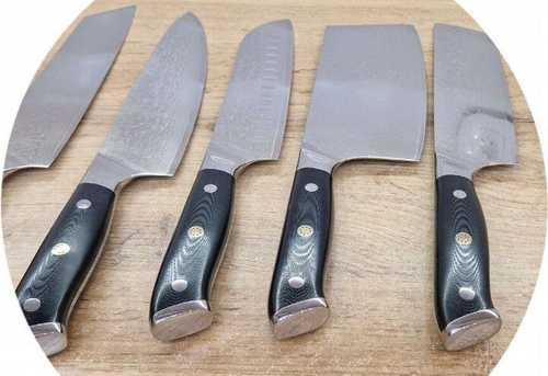 Кухонные дамасские ножи, набор 8 штук