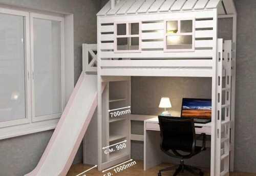 Двухъярусная кровать-чердак с письменным столом