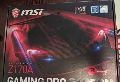 Материнская плата MSI Z170A gaming PRO carbon