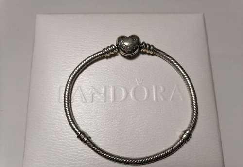 Pandora браслет "сердце" из серебра