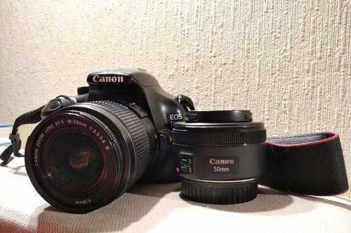 Зеркальный фотоаппарат canon 1100d + объектив 50мм