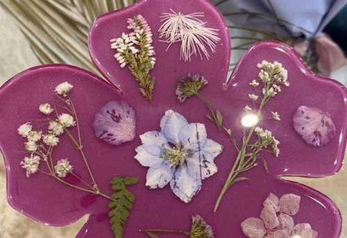 Подстаканник "цветок"15см с сухоцветами из смолы