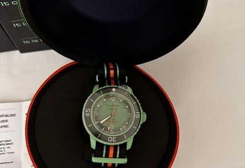 Часы swatch blancpain зеленые