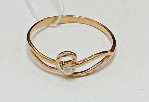 Золотое кольцо с фианитом 585 пробы 16,5 размер