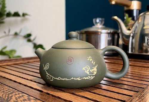 Чайник из зеленой глины Цзи Ша Бянь Си Ши с золоти