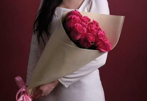 Букет из 15 розовых роз 70 см