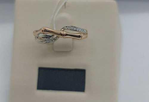 Золотое кольцо с бриллиантом(со586196)