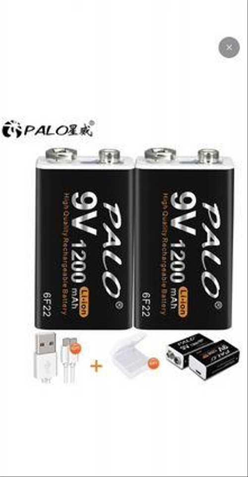 Аккумуляторы Крона Palo - 2 шт 9v 9в1200mAh Li-ion