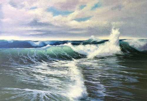 Картина маслом на холсте(море, волна, пейзаж