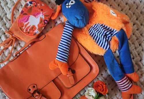 Оранжевый лот сумки,игрушка.,украшение для волос