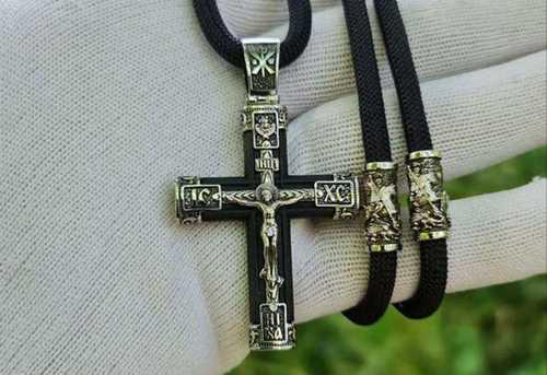 Православный нательный крест с нейлоновым гайтаном
