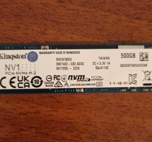 500 гб SSD M.2 накопитель Kingston NV1 snvs/500G