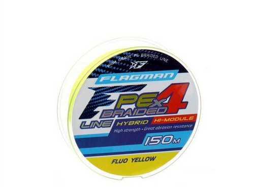 Flagman Шнур PE Hybrid F4 150м Fluo Yellow 0,12мм